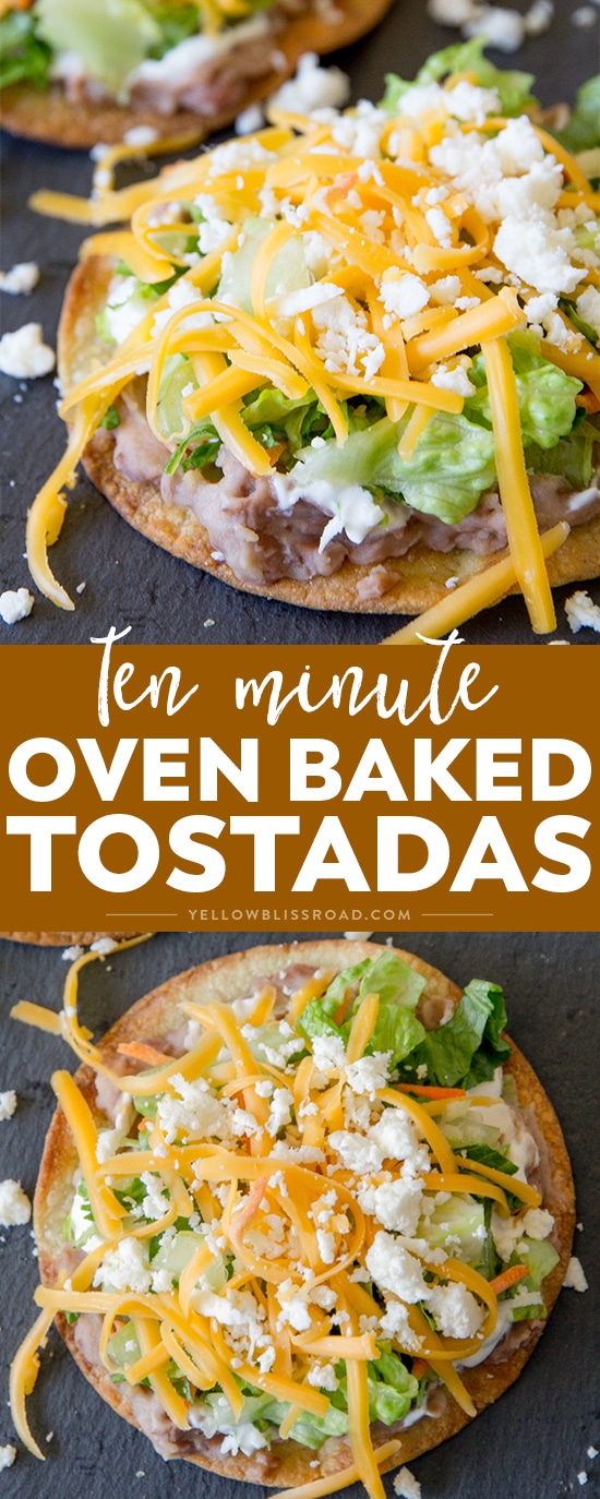 10 Minute Oven Baked Tostadas | YellowBlissRoad.com