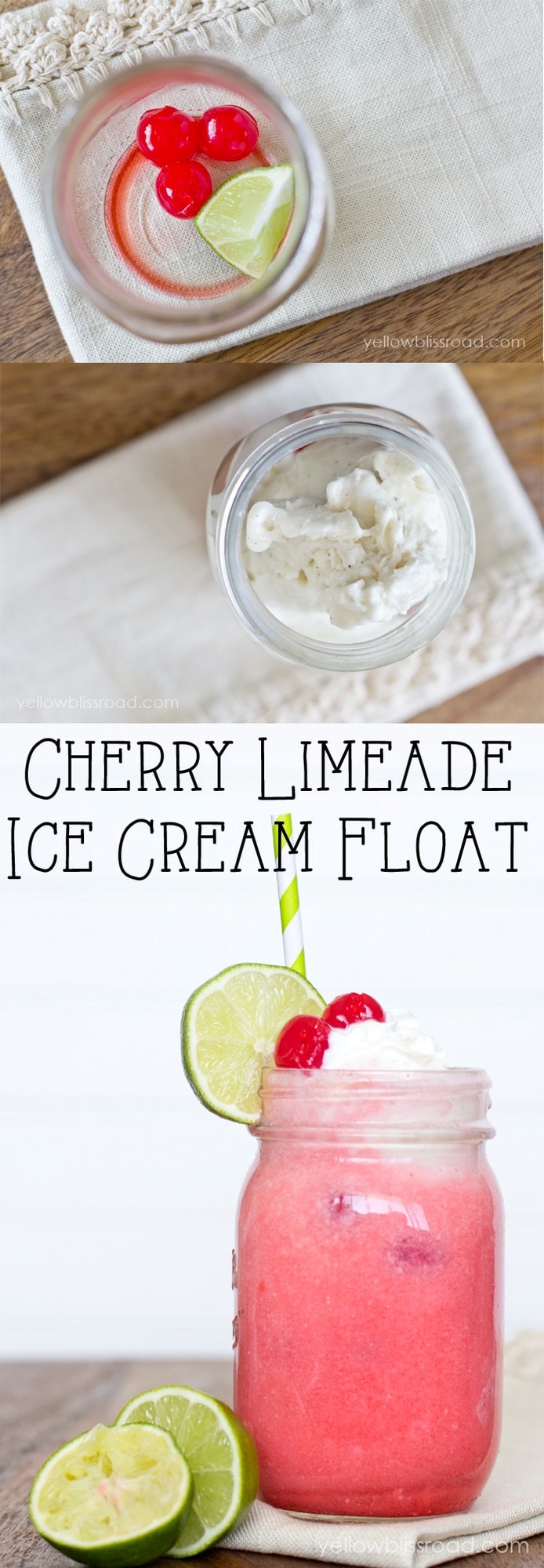Cherry Limeade Ice Cream Float Recipe | YellowBlissRoad.com