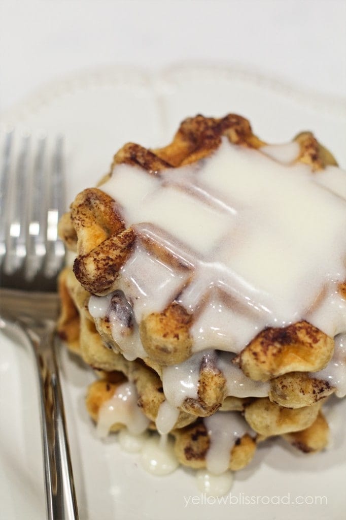 Cinnamon Roll Waffles - Yellow Bliss Road