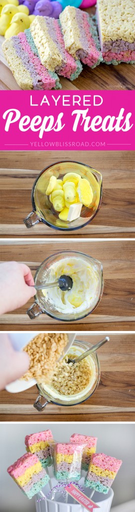 Layered Peeps Crispy Treats | Easter Rice Krispie Treats