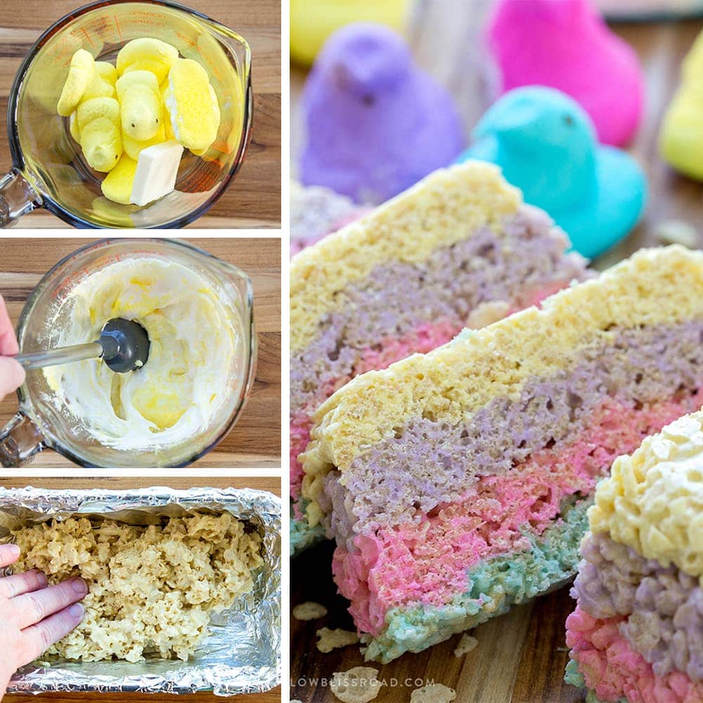 Layered Peeps Crispy Treats | Easter Rice Krispie Treats