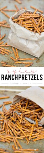 Spicy Pretzel Sticks with Ranch | YellowBlissRoad.com