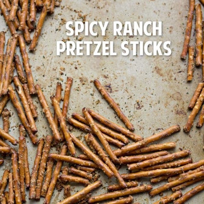Spicy Pretzel Sticks with Ranch | YellowBlissRoad.com