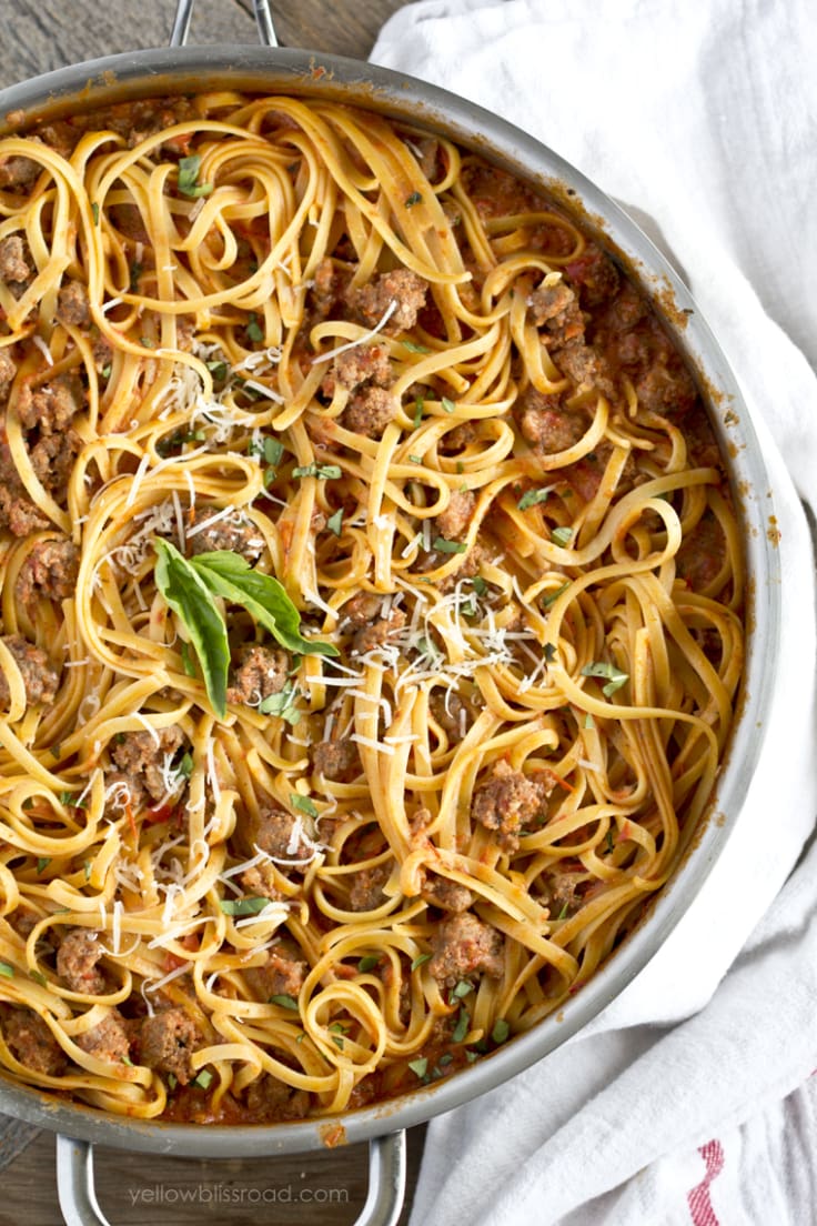 Pasta with Meat Sauce - Yellow Bliss Road