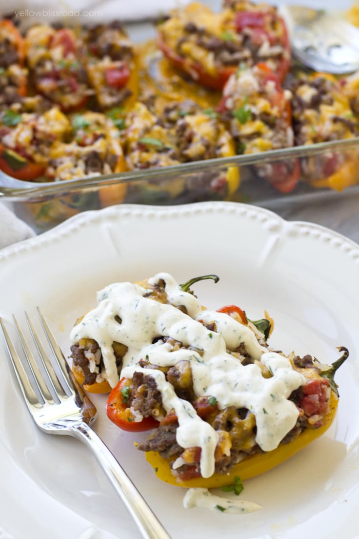 Stuffed Mini Peppers with Ground Beef | YellowBlissRoad.com