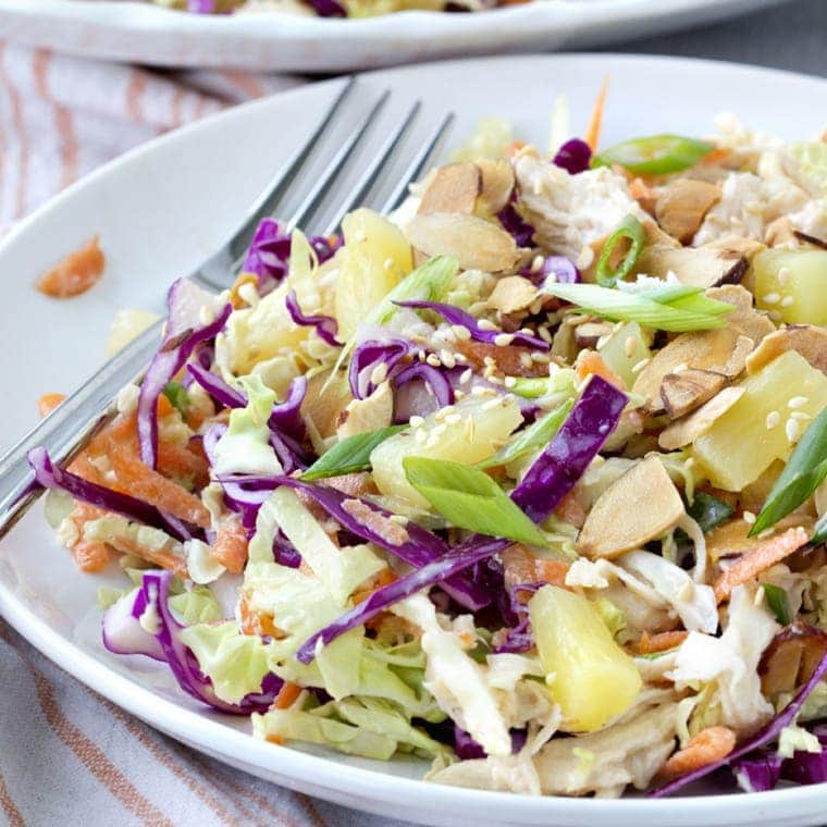 Tropical Chicken Slaw with Pineapple Vinaigrette - Yellow Bliss Road