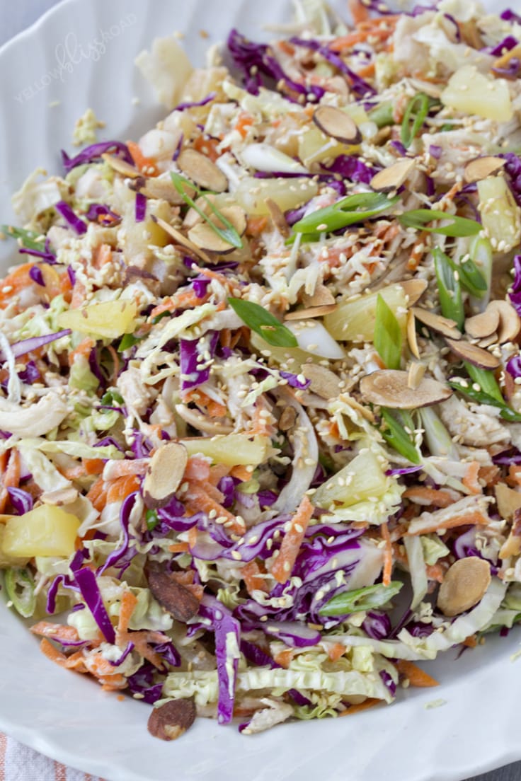 Tropical Chicken Slaw with Pineapple Vinaigrette - Yellow Bliss Road