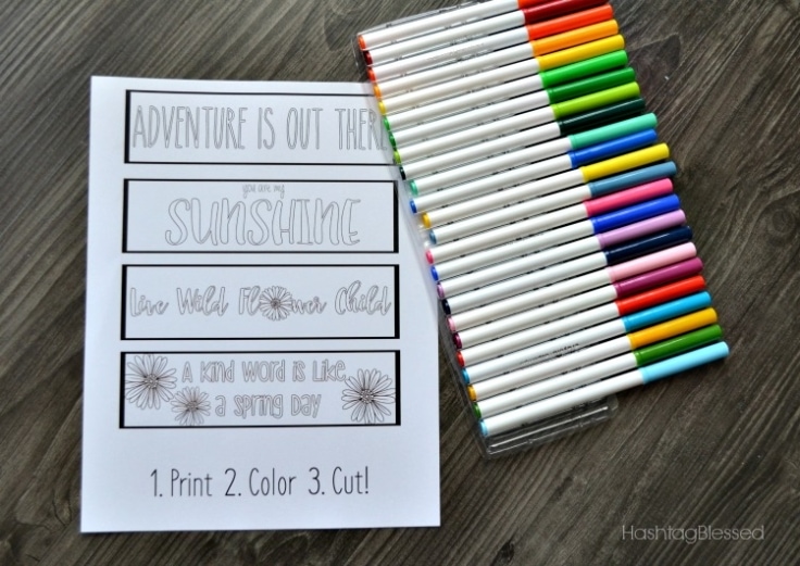 Printable Spring Bookmarks Coloring Page - Yellow Bliss Road