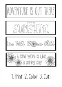 Printable Spring Bookmarks Coloring Page - Yellow Bliss Road
