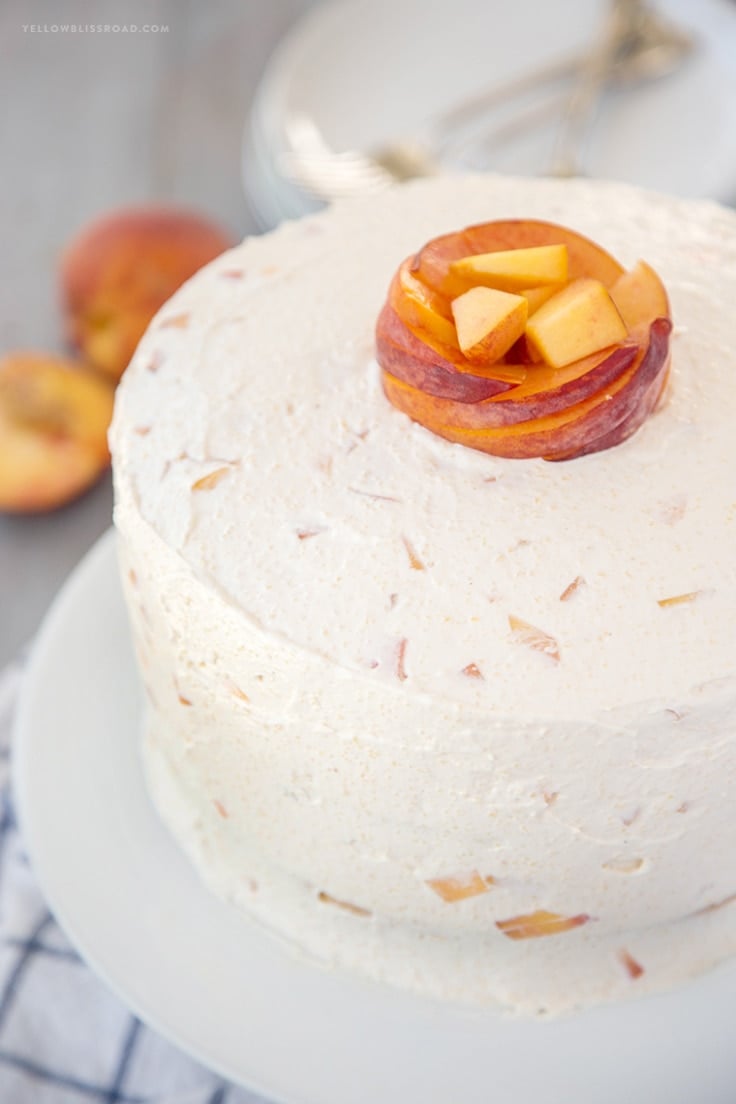 Vanilla Peach Layer Cake - Peaches & Cream Cake