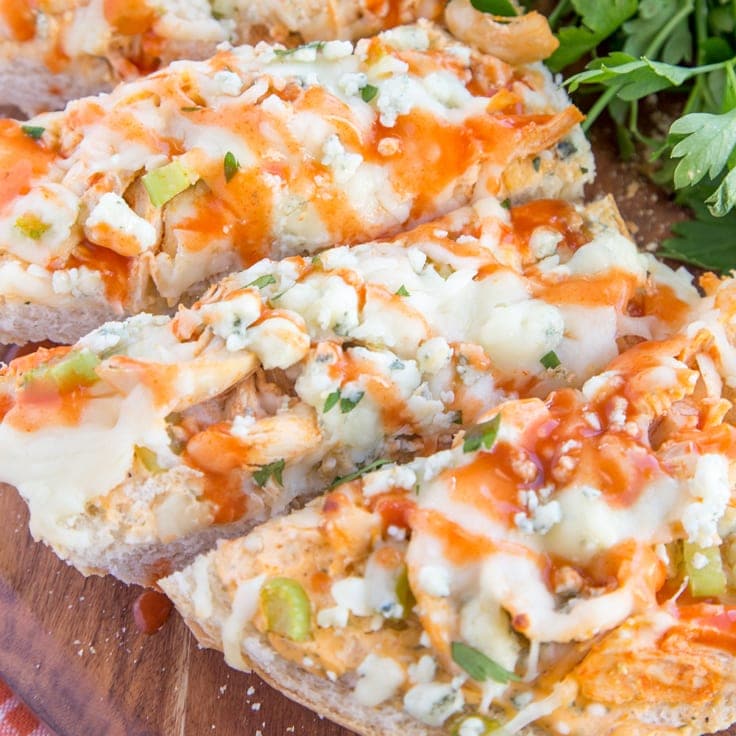 Buffalo Chicken French Bread Pizza | YellowBlissRoad.com