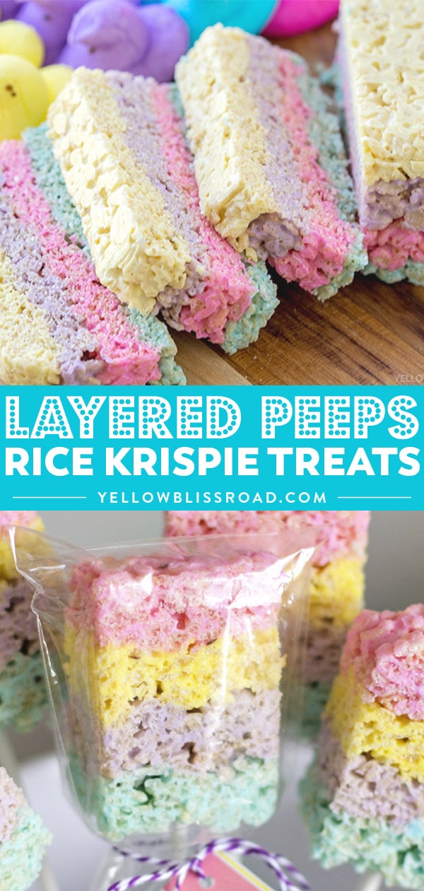 Layered Peeps Crispy Treats - Rice Krispie Treats with an Easter Twist
