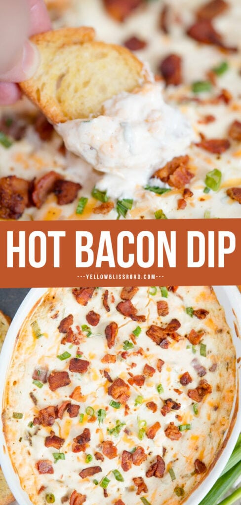 Ooey Gooey Cheesy Hot Bacon Dip served with Crostini