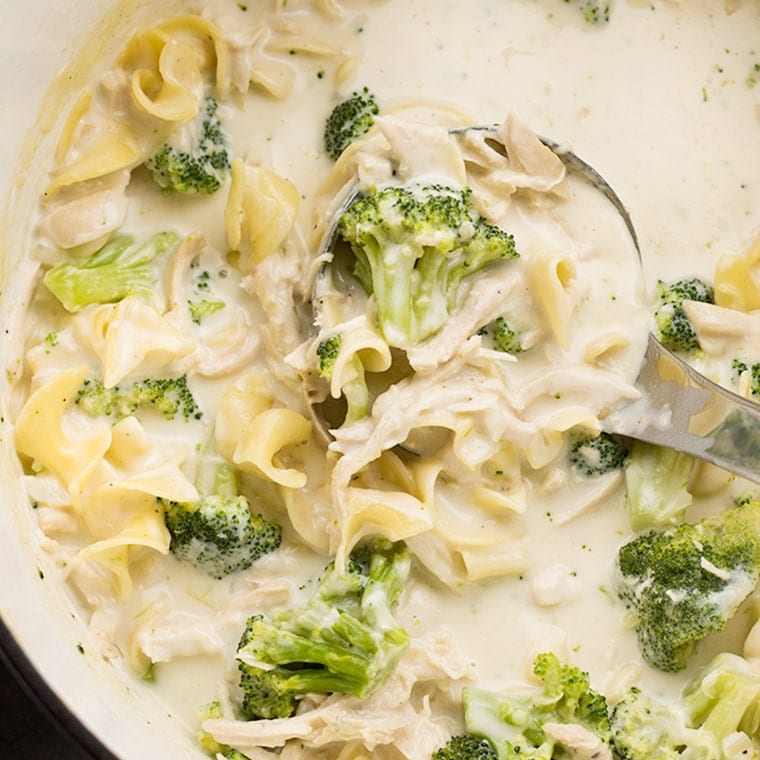 Chicken Alfredo Soup with Broccoli | Creamy and Decadent One Pot Soup
