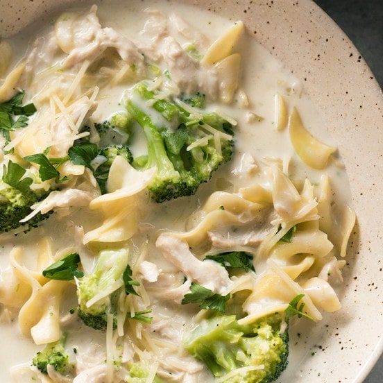 Chicken Alfredo Soup with Broccoli | Creamy and Decadent One Pot Soup