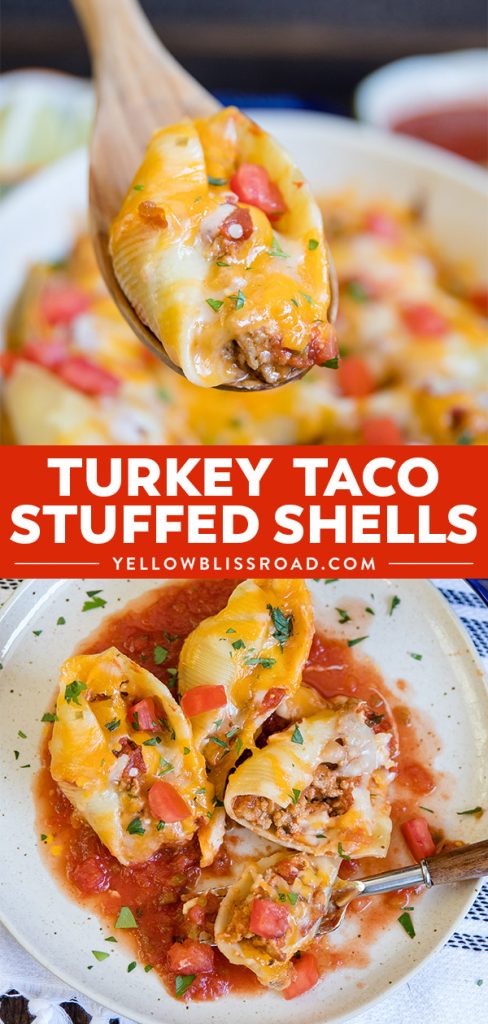 Easy Turkey Taco Stuffed Shells | YellowBlissRoad.com