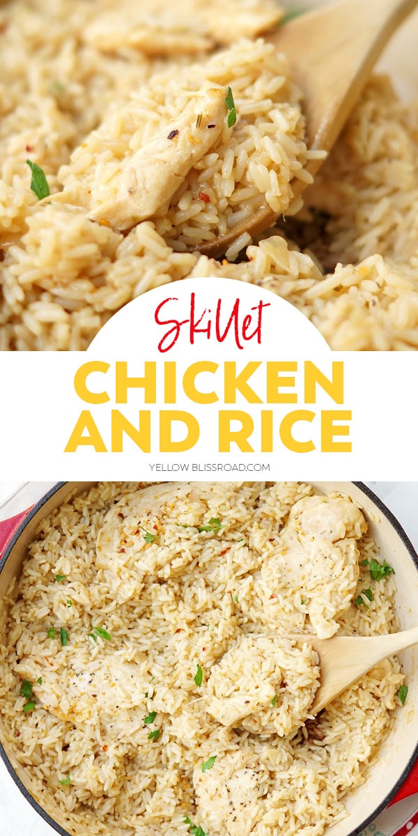 Skillet Chicken and Rice Recipe | YellowBlissRoad.com