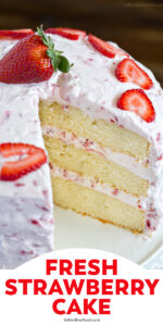 Fresh Strawberry Cake Recipe with Strawberry Whipped Cream Frosting