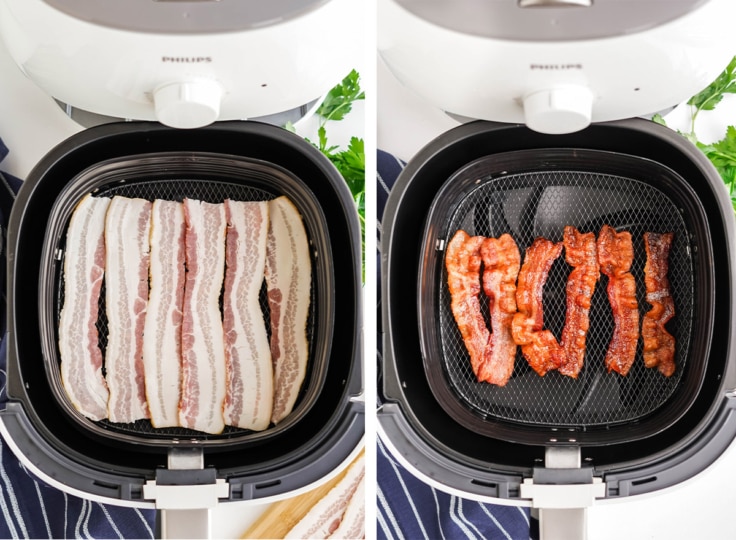 Easy Crispy Air Fryer Bacon | YellowBlissRoad.com Easy Crispy Air Fryer Bacon | YellowBlissRoad.com