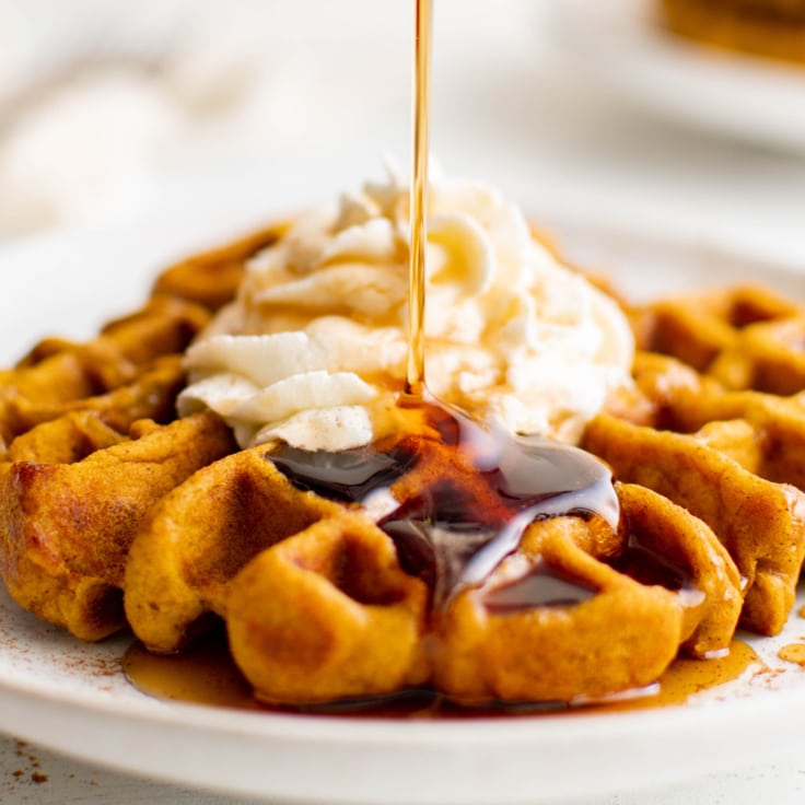 Thick and Fluffy Pumpkin Waffles | YellowBlissRoad.com
