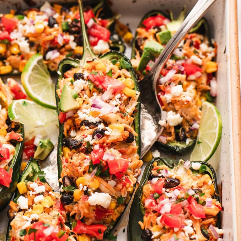 Chicken Stuffed Poblano Peppers - Yellow Bliss Road